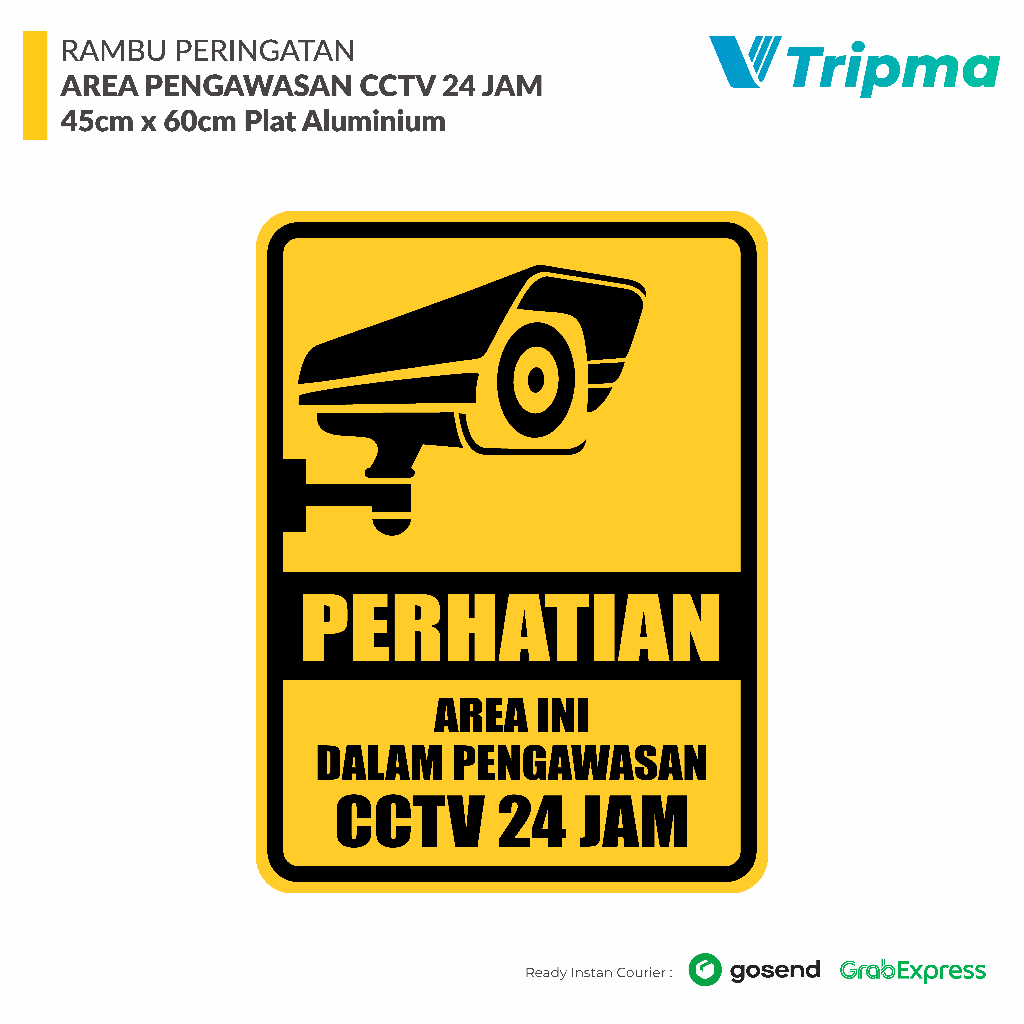 Jual Rambu Area Pengawasan CCTV 24 Jam - Kotak 45cm x 60cm Plat ...