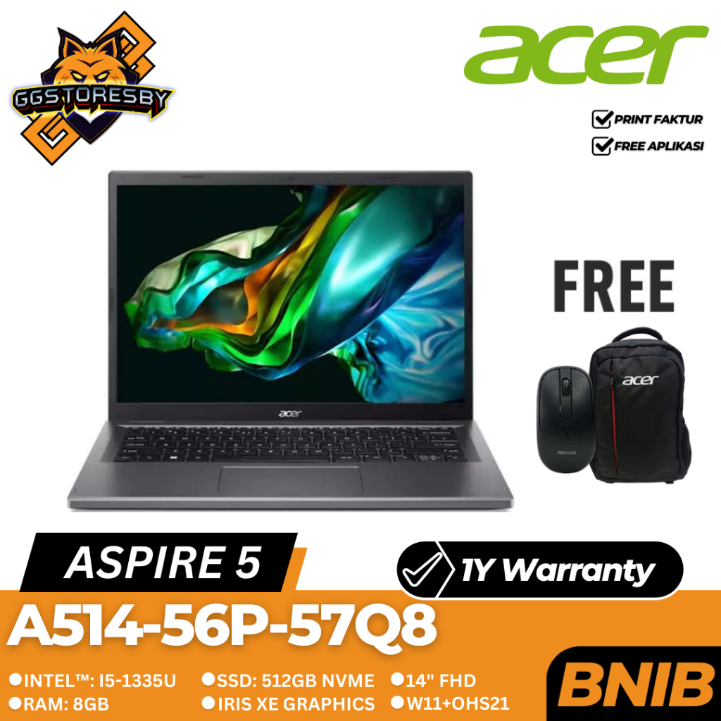 Jual Laptop Acer Aspire 5 A514-56P-57Q8 | I5-1335U 8/512 Irisxe W11 ...