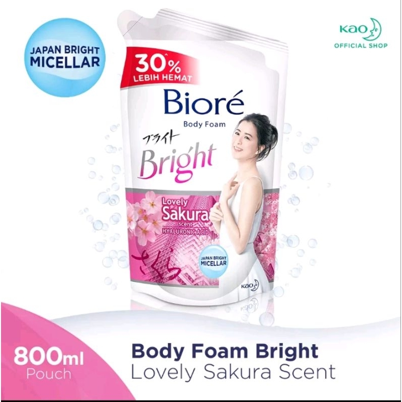 Jual Biore Bright Body Foam Lovely Sakura Scent - Sabun Mandi 800ml | Shopee Indonesia