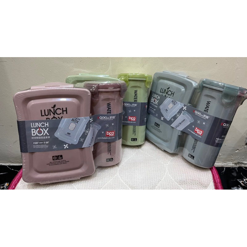 Jual tempat makan / lunch box + tempat minum / satu set | Shopee Indonesia