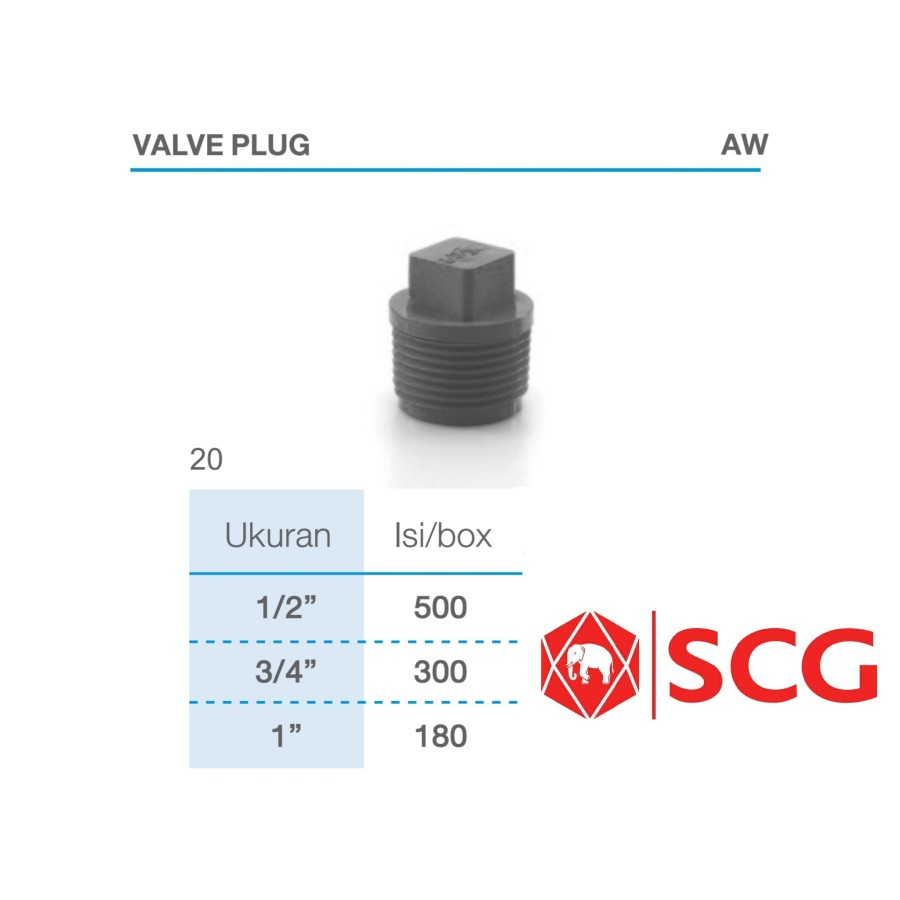 Jual Tutup Drat Luar / Valve Plug PVC 1" AW SCG | Shopee Indonesia