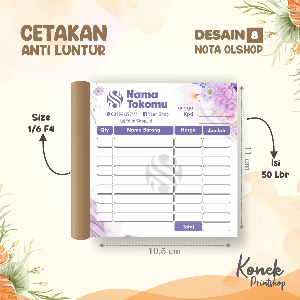 Jual Nota 2Ply Nota Rangkap 2 Satuan Custom Nota Olshop Nota Murah ...