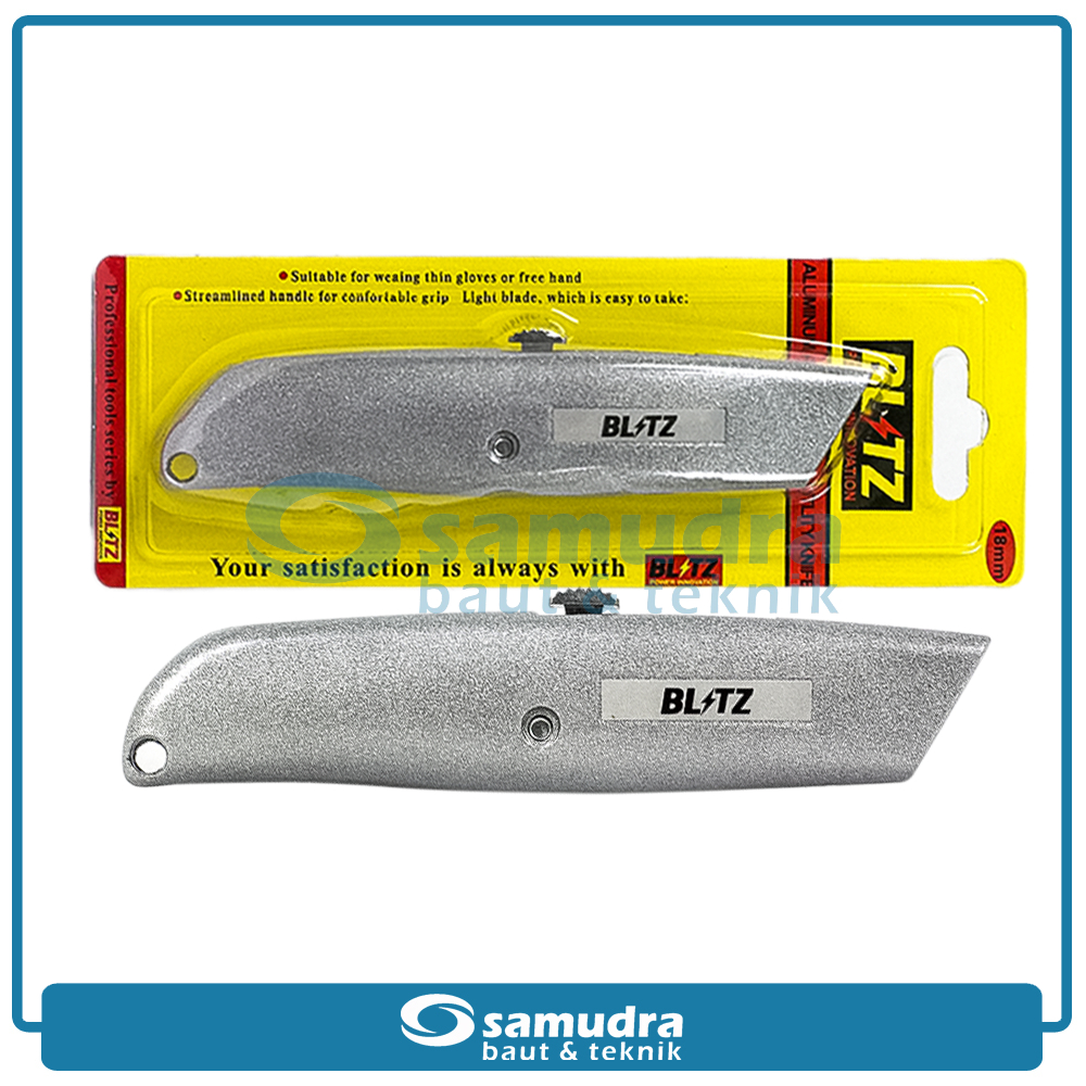 Jual Pisau Cutter BLITZ Utility Knife Aluminium Retractable Kater ...
