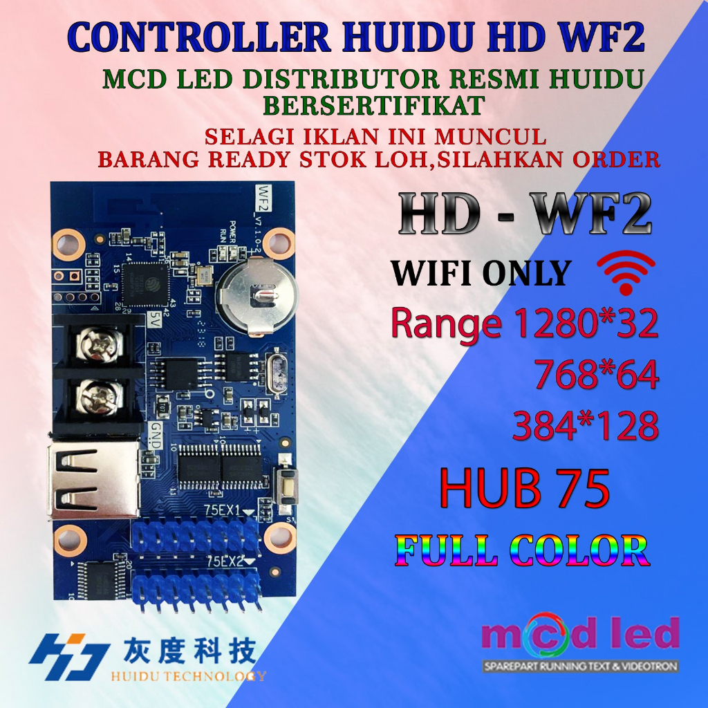 Jual HD WF2 WIFI CONTROLLER HUIDU FULL COLOR RUNNING TEXT | Shopee Indonesia