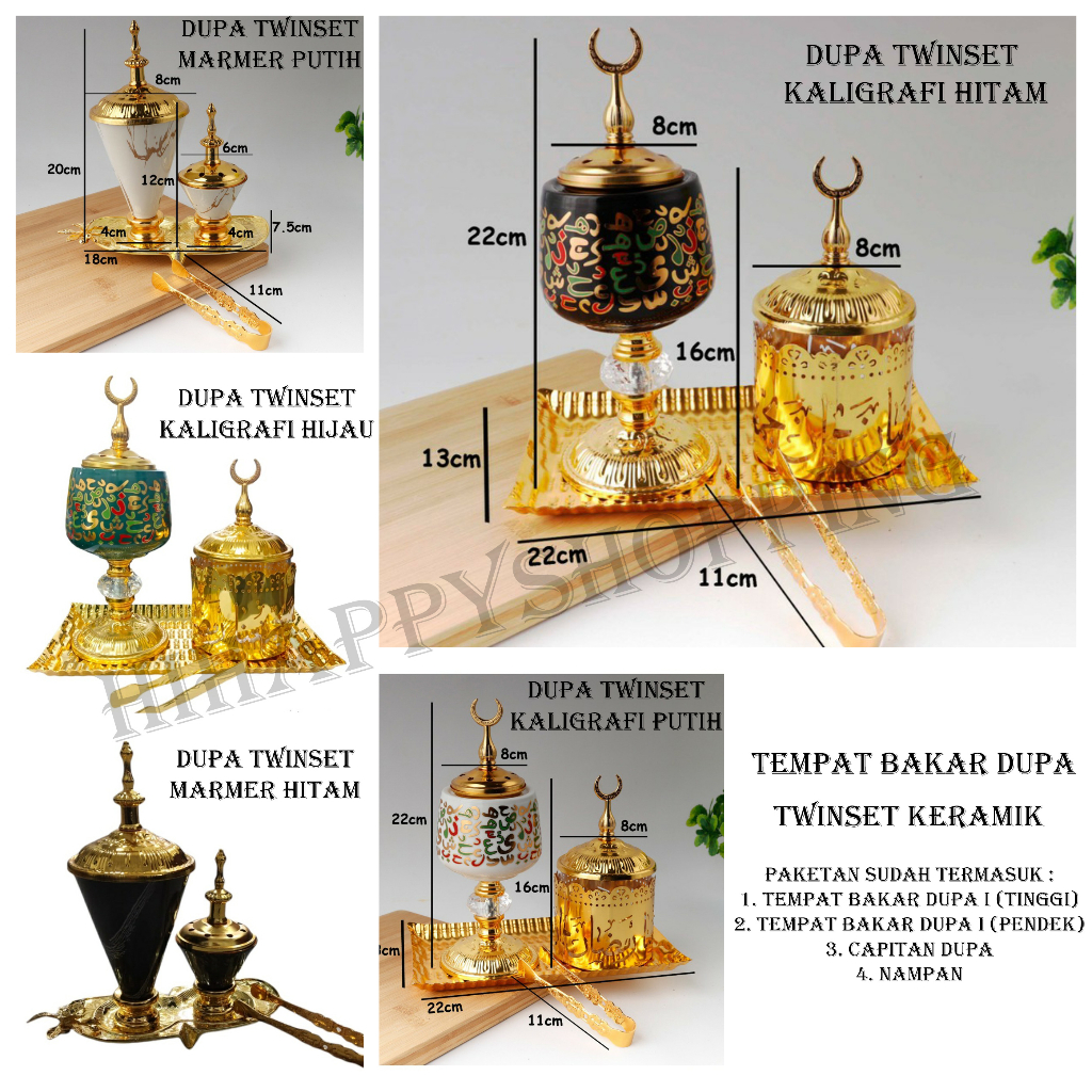 Jual Tempat Bakar Dupa Arab Style Twin Set Luxury Logam Keramik Home ...