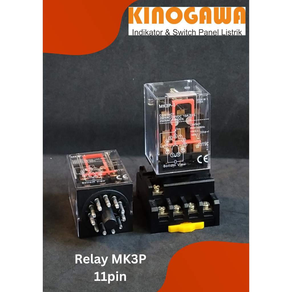 Jual KINOGAWA Relay MK3P 11Pin 220V 24V Saklar Otomatis Elektromagnetik ...