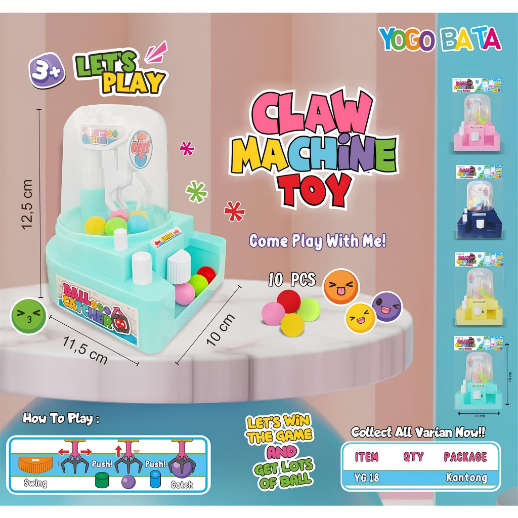 Jual YG 18 MAINAN MESIN PENCAPIT BOLA / GAME CLAW MACHINE CANDY CRANE ...