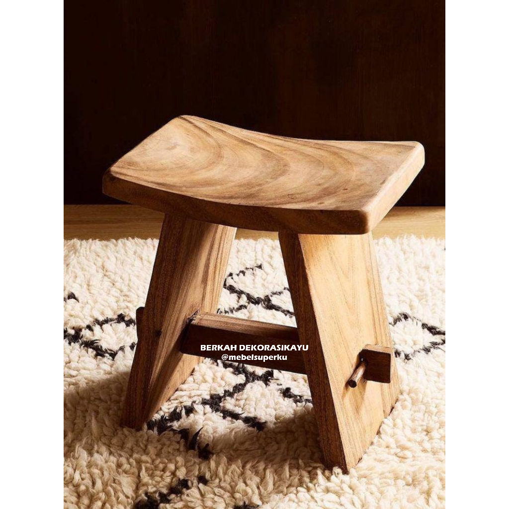 Jual Bangku Kursi Cafe Stool Kayu Trembesi Solid Kursi Makan Bakso Sate ...