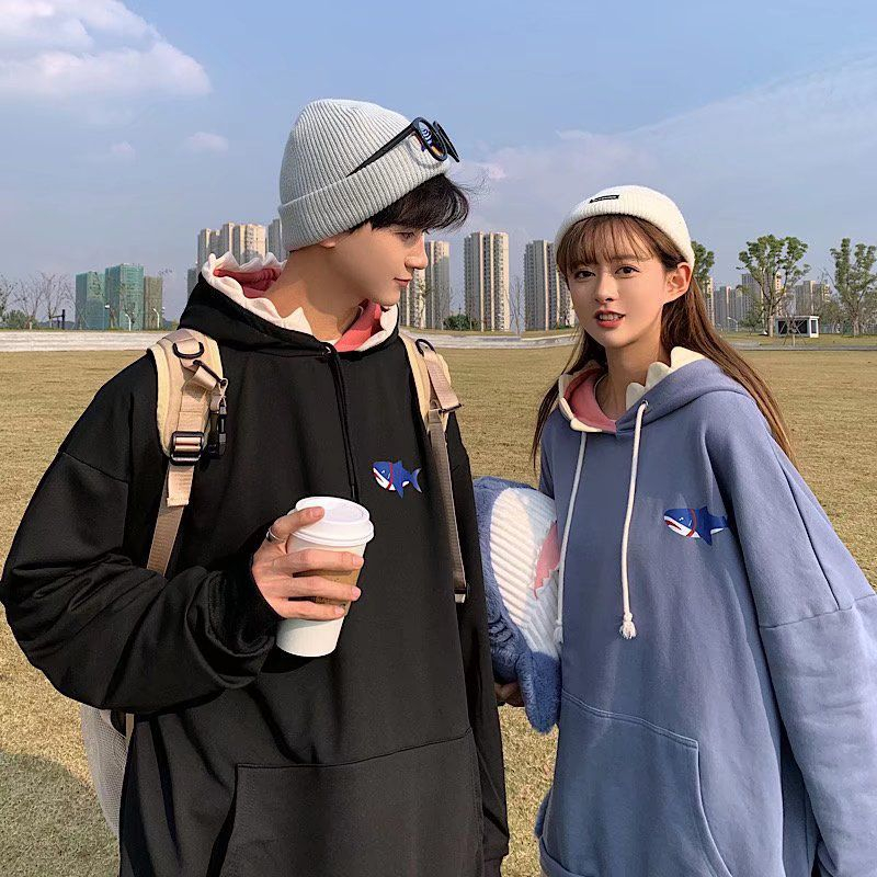 Jual [littlecrab] Hoodie Oversize Motif Hiu Hitam Biru Premium Funny ...