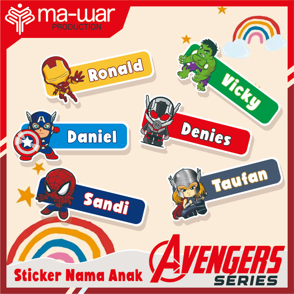 Jual Sticker Nama Anak | Sticker NAma CUstom | Sticker Avengers ...