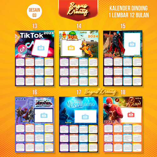 Jual CETAK KALENDER DINDING 2024, KERTAS TEBAL, FINISHING KLEM, BISA ...