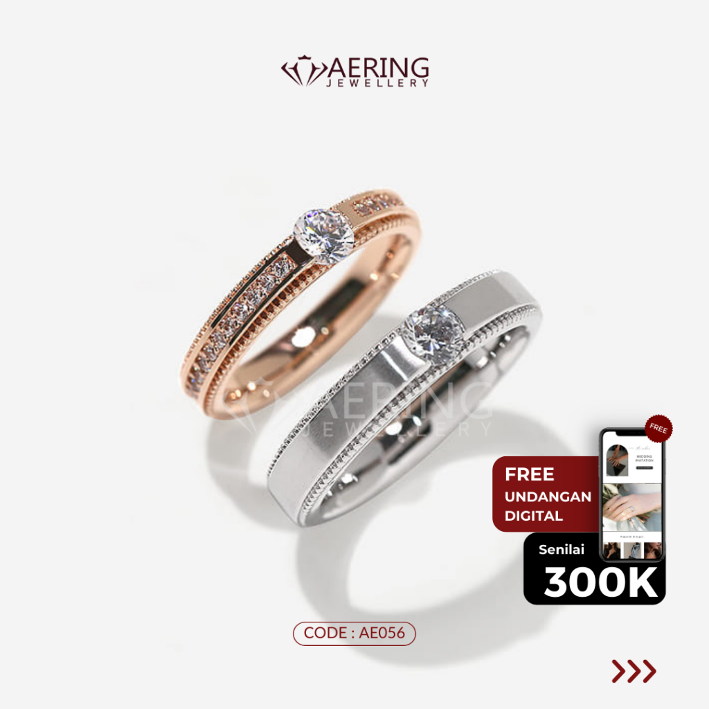 Jual Cincin Nikah Kawin Couple Lamaran Tunangan Bahan Palladium Emas Putih Platinum Perak AE056 ...