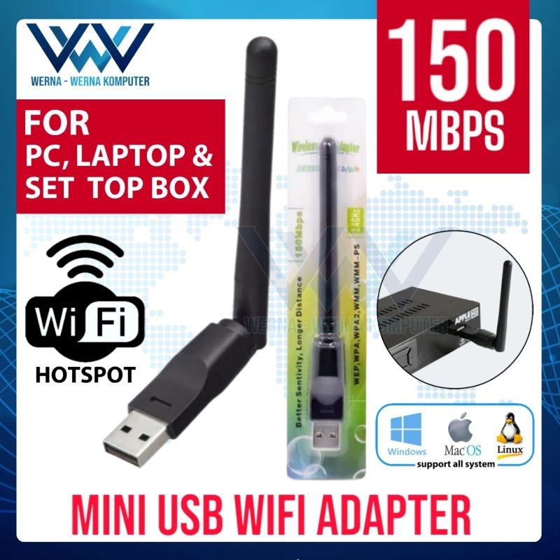 Jual USB WiFi Dongle Adapter | Antena WiFi untuk Set top Box | MTK7601 | Shopee Indonesia