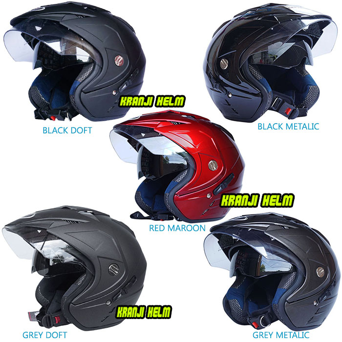 Jual Helm sepeda motor / Helm dewasa / Helm jm jp7 solid black doft ...