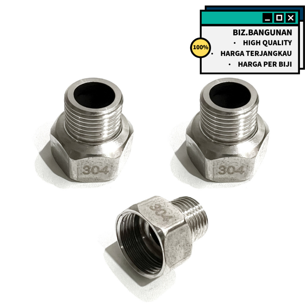 Jual SOK KRAN STAINLESS DRAT LUAR DALAM 1/2 x 3/4 - REDUCER SOCK SAMBUNGAN | Shopee Indonesia