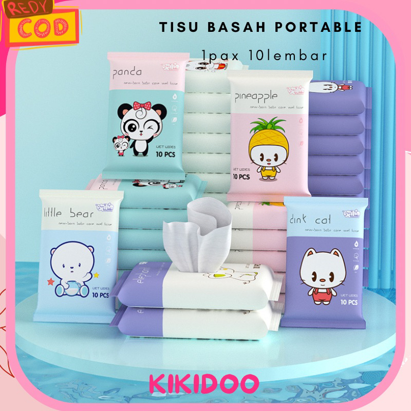 Jual Tissue Basah Mini Portable 1Pcs 10lembar Tisu Basah Buat Bayi Non ...