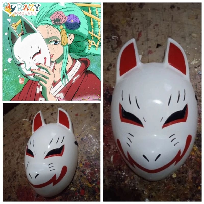 Jual Kozuki Hiyori One Piece Kitsune Fox Rubah Mask Topeng Kayu Cosplay ...