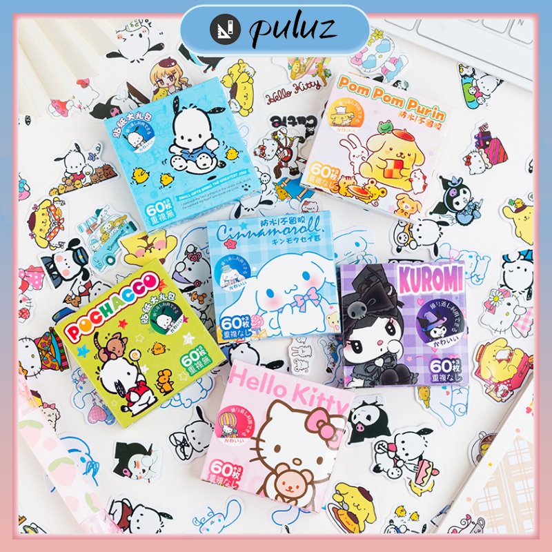 Jual Stiker Lucu Sanrio 60 pcs/Stiker Motif Kartun Korea Lucu Anti Air 1 box 100lbr /Dekorasi ...