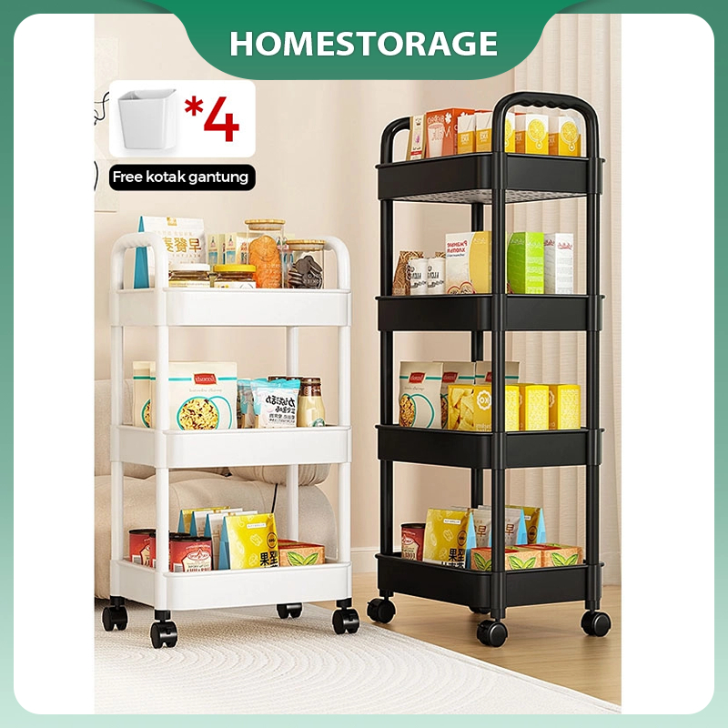 Jual Homestorage Rak Troli 4 Susun Rak Penyimpanan Serbaguna Rak Kamar ...