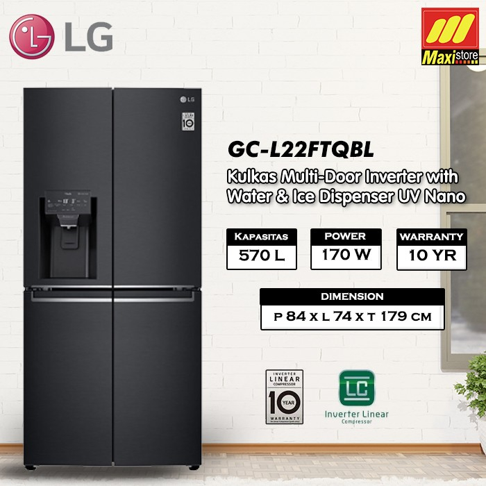 Jual LG GC-L22FTQBL Kulkas Multi-Door dengan Dispenser [570 L] Inverter | Shopee Indonesia