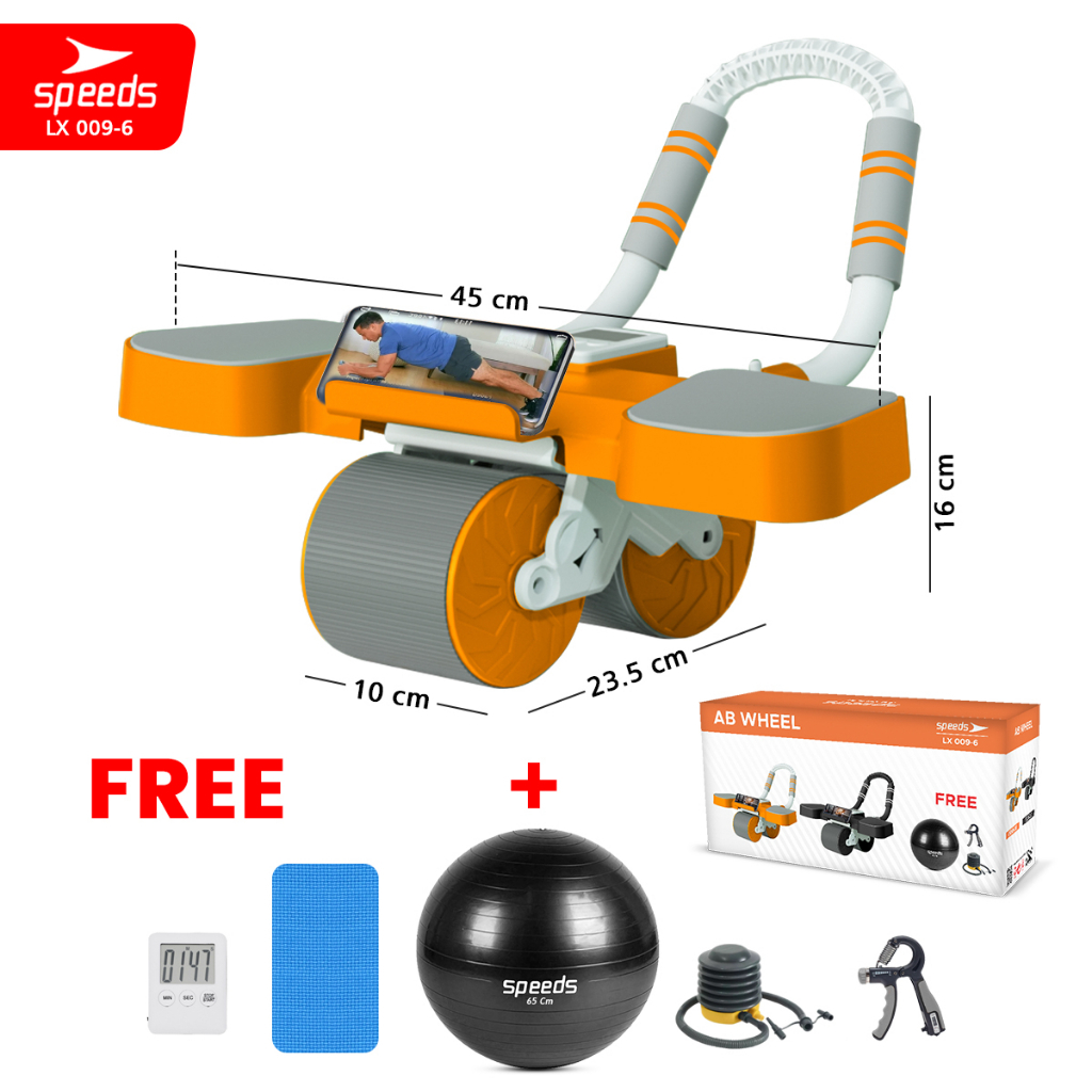 Jual SPEEDS AB Wheels Plank Trainer Ab Roller 2 Roda Automatic Rebound ...