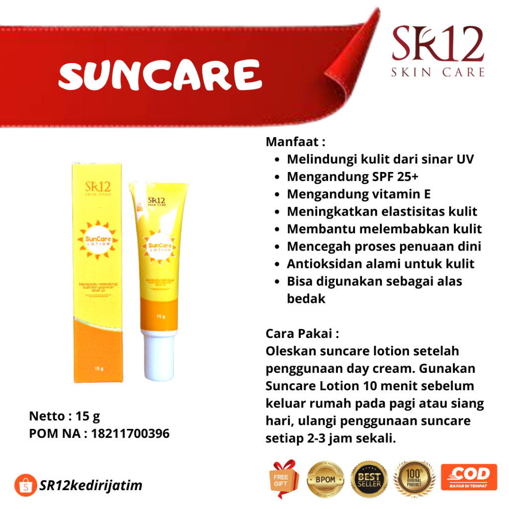 Jual Suncare Lotion SR12 Ringan Perlindungan Wajah Maksimal | Shopee ...
