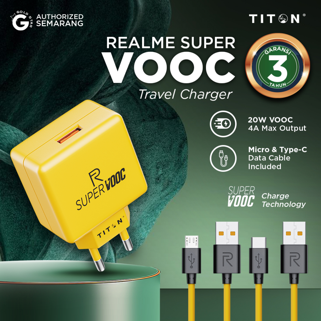 Jual Travel Charger Adaptor Titon Original untuk HP Realme Super VOOC ...