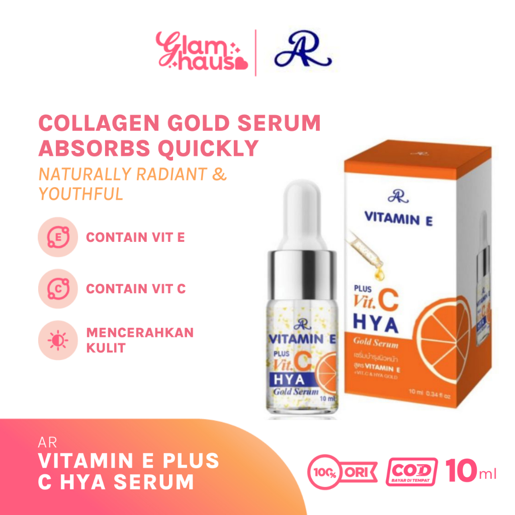 Jual AR HYA Gold Serum Vitamin E Plus Vitamin C | Serum Pencerah Kulit Wajah Bekas Jerawat dan ...