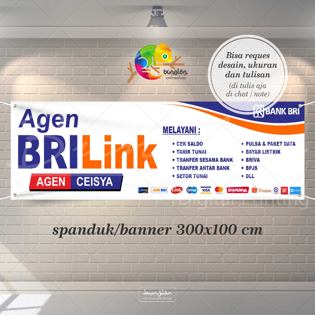 Jual Size 300x100 Cm Spanduk Banner Agen Brilink | Shopee Indonesia