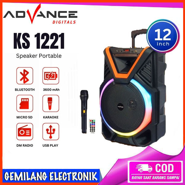 Jual Speaker ADVANCE KS 1221 Bluetooth Ukuran 12 Inch Free 1 Mic Wireless | Shopee Indonesia