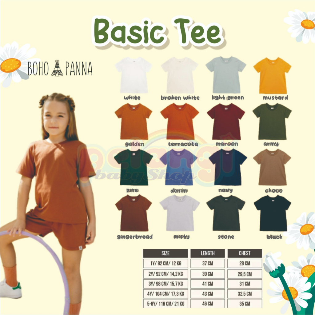 Jual BOHOPANNA|BOHOPANNA BASIC TEE 01 |KAOS ANAK UNISEX|KAOS BASIC ANAK | Shopee Indonesia