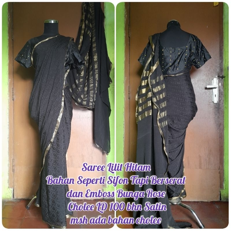 Jual sukemiah - Busana Khushi - Baju India | Saree Lilit - Hitam Emboss ...