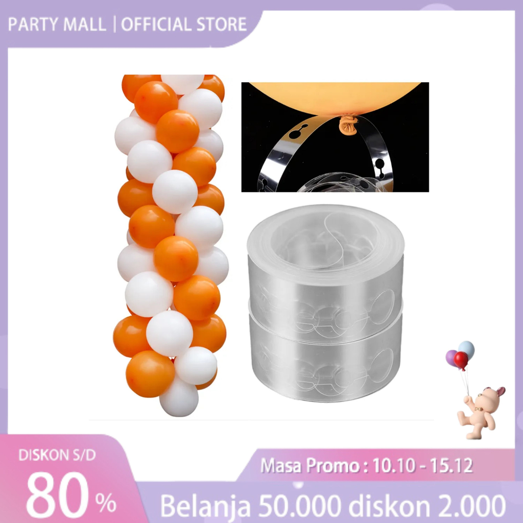 Jual Klip Balon Rantai Klip Balon 5 Meter Balloon Chain Tape Strip ...