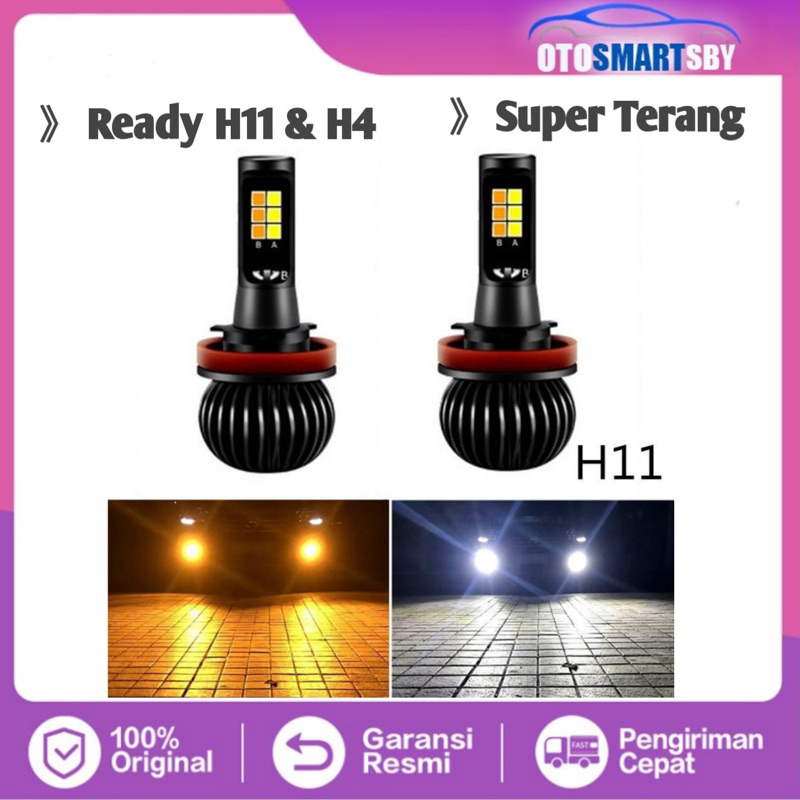 Jual (Hrg 1set kanan kiri)Lampu Kabut Mobil 2 Warna LED H4 Dan H11 PUTIH + KUNING | Shopee Indonesia