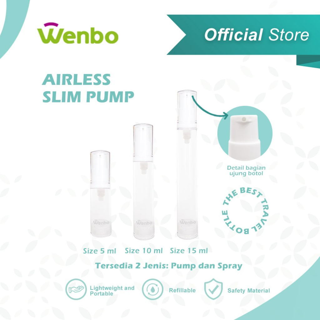 Jual Wenbo Travel Bottle : Airless Slim Pump / Botol Lotion (5ml/10ml/15ml) | Shopee Indonesia