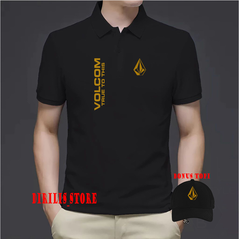 Jual BONUS TOPI !!! Kaos Polo Kerah Pria & Wanita Volcom Logo Kiri ...