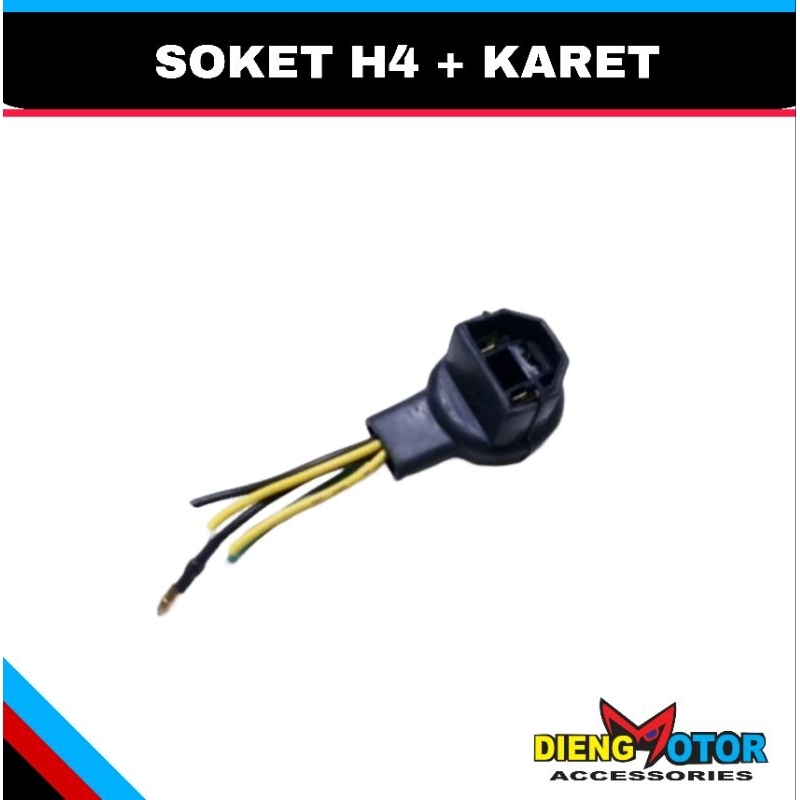 Jual SOKET LAMPU H4 + KARET + KABEL + SKUN PNP / COCOK UNTUK SAMBUNGAN ...