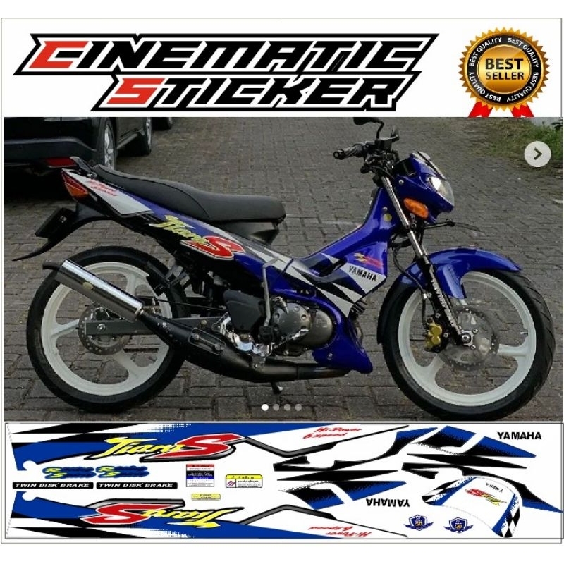 Jual sticker striping yamaha tiara S biru hitam variasi laminasi glosy ...