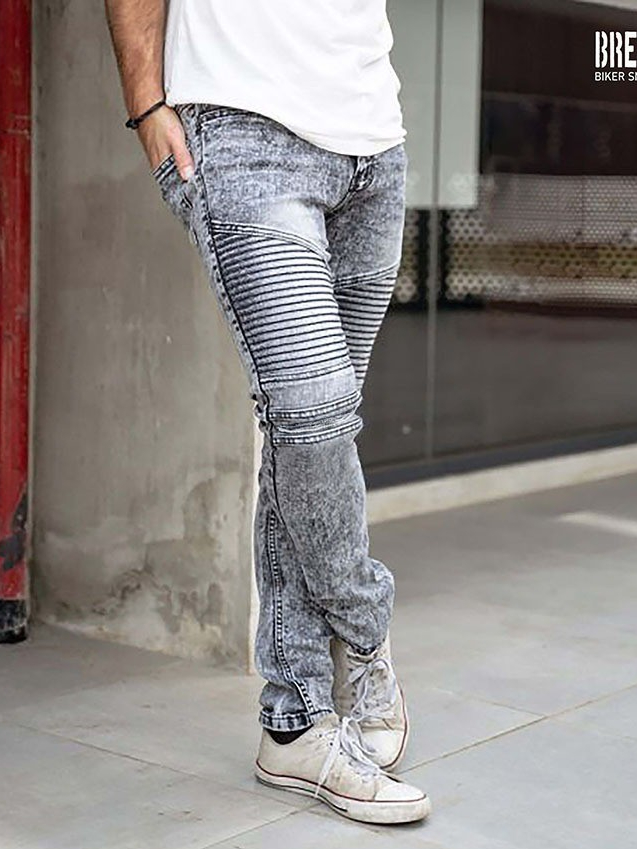 Jual Bikers Soft Jeans Bikers Ripped Snow Wash Denim Premium Jeans ...