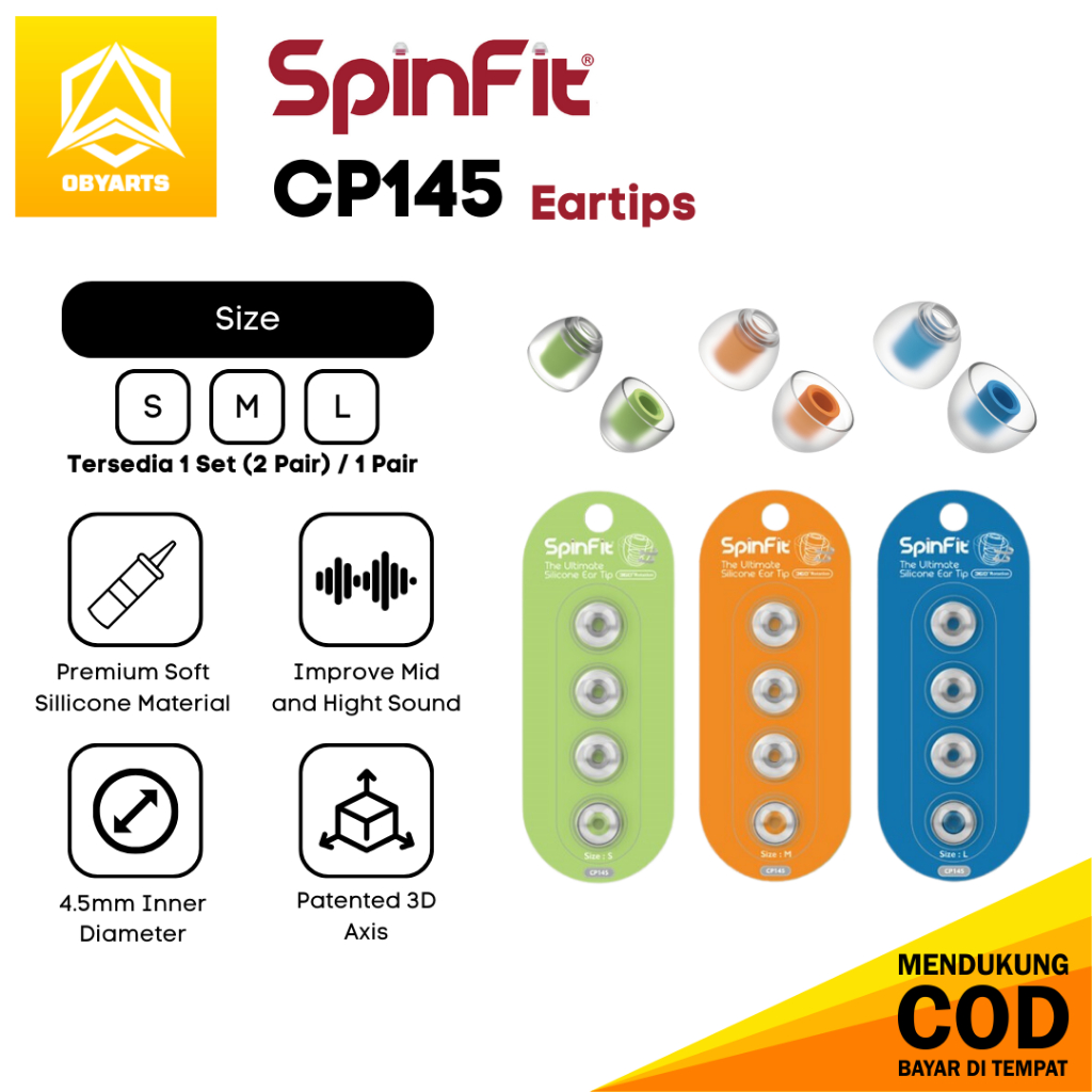 Jual SpinFit CP145 Earphone Eartips Replacement Karet Headset Ukuran S ...