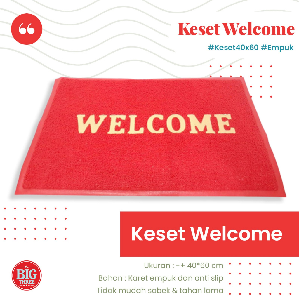 Jual Keset Welcome 40 x 60 cm - Minimalis Warna Abu Merah Biru Hijau ...