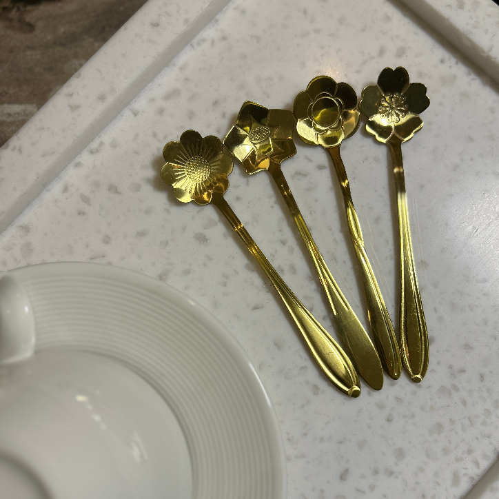 Jual Arcade Home Sendok Teh Kopi Gold / Set Tea Spoon Bunga Gold Mewah ...