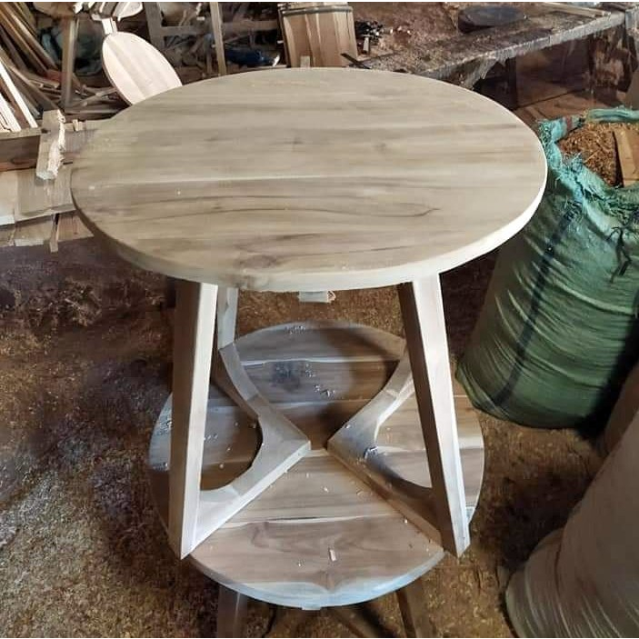 Jual Meja teras bulat minimalis/ meja bulat kayu jati jepara | Shopee ...