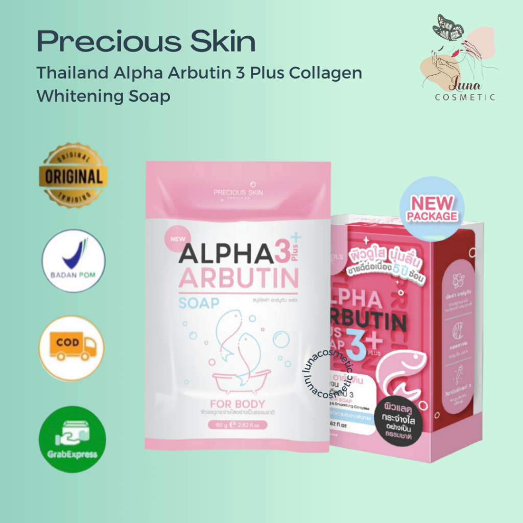 Jual Precious Skin Thailand Alpha Arbutin 3 Plus Collagen Whitening Soap / Sabun Pemutih Badan ...
