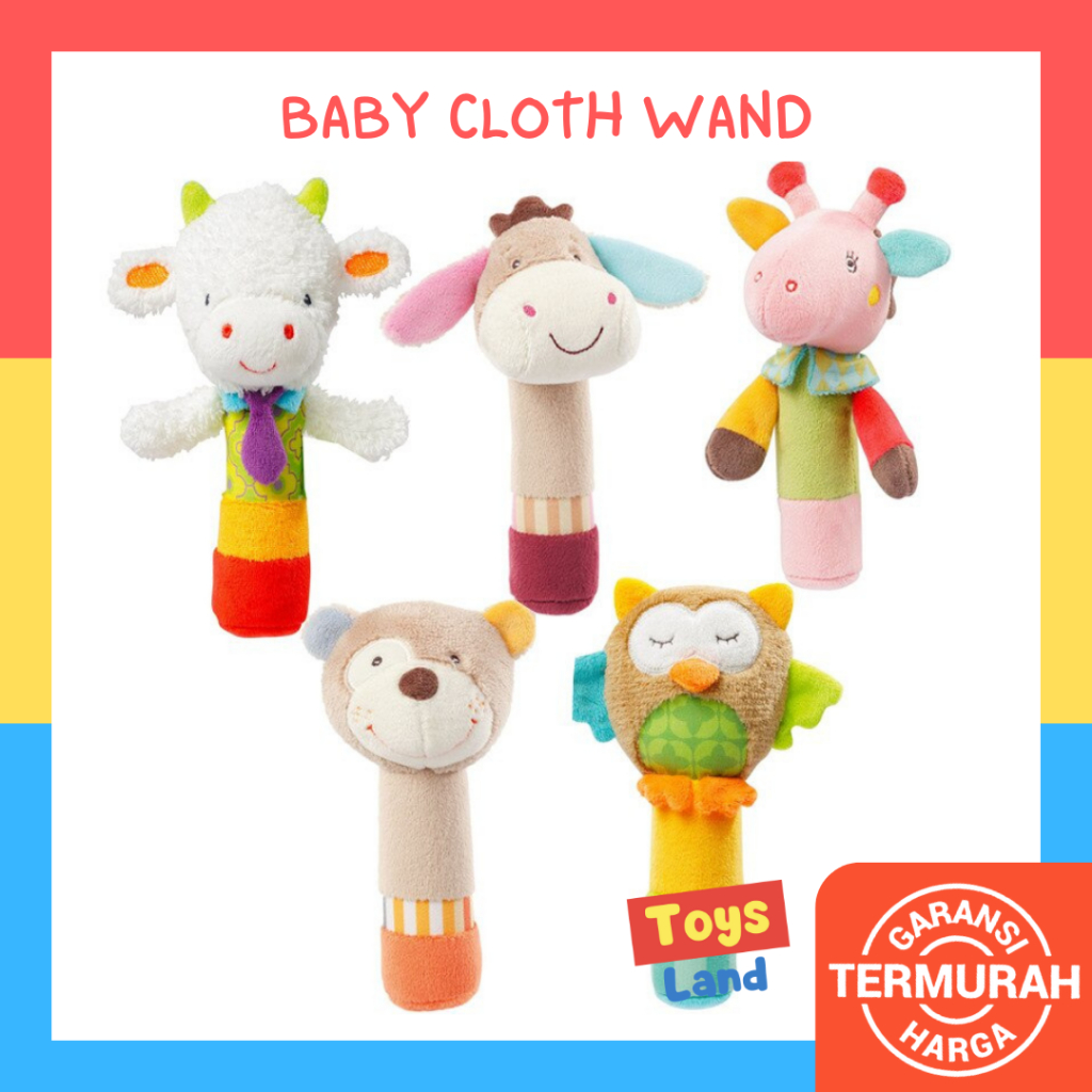 Jual Baby Cloth Wand Mainan Bayi Baby Toys Rattle Stick Teether Bayi ...