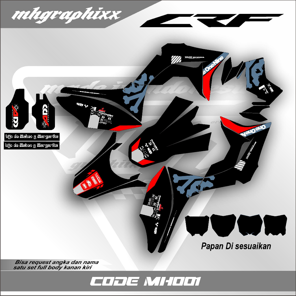 Jual MH 001 DECAL STIKER HONDA CRF 150L HITAM MOTIF TERBARU BISA CUSTOM-PREMIUM FULL BODY ...