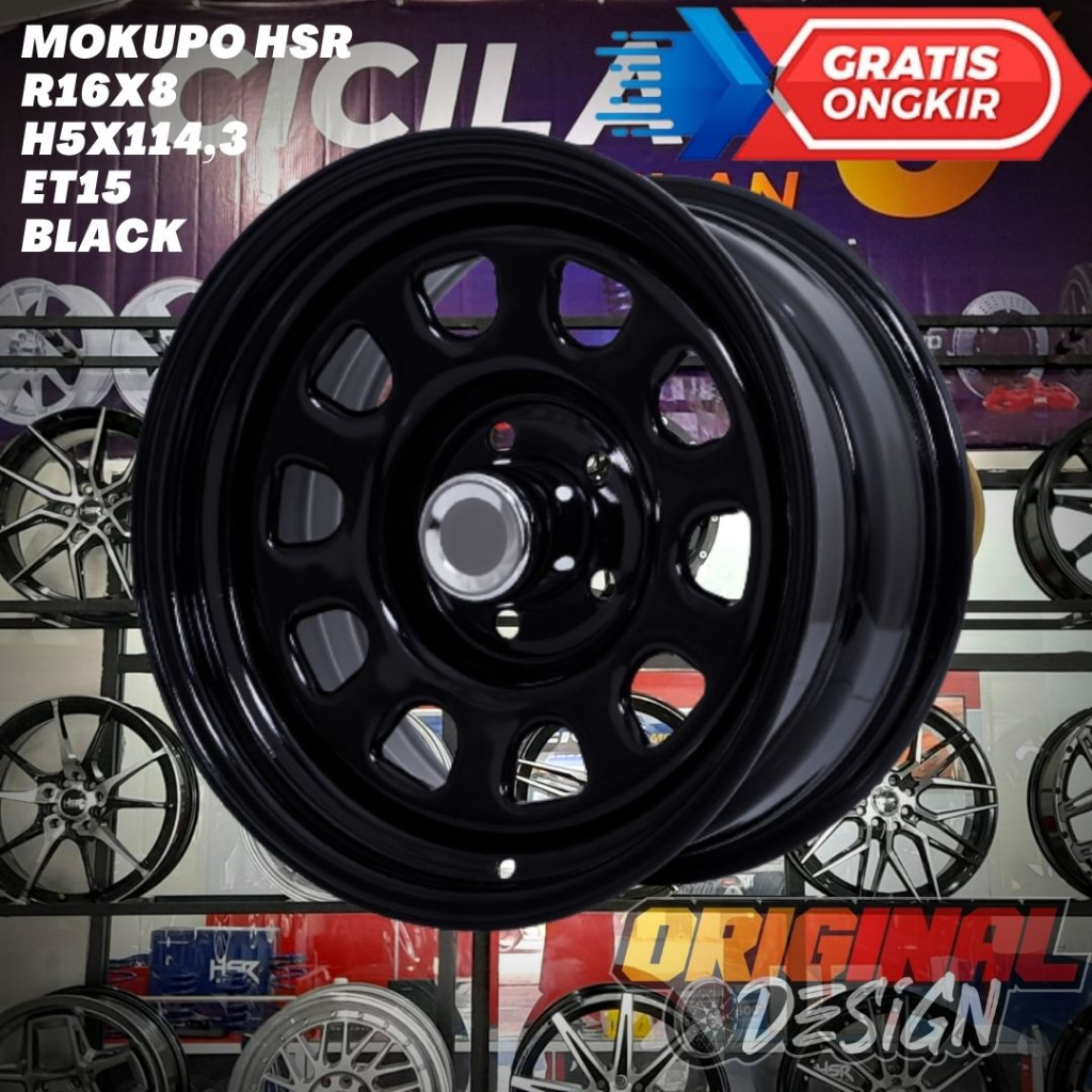Jual Velg Mobil Ring 16 HSR MOKUPO R16 LEBAR 8 BAUT 5 PCD 114,3 ET15 BLACK | Shopee Indonesia