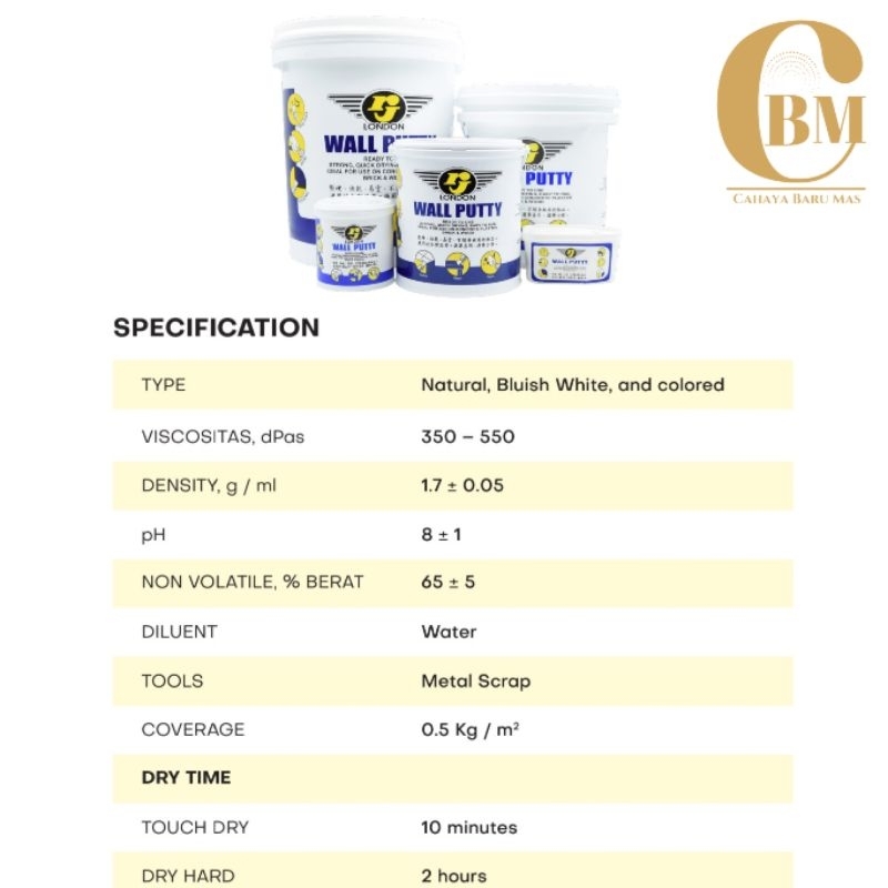 Jual Wall Putty RJ LONDON 12kg 25kg Dempul Tembok Plamir Tembok Plamir ...
