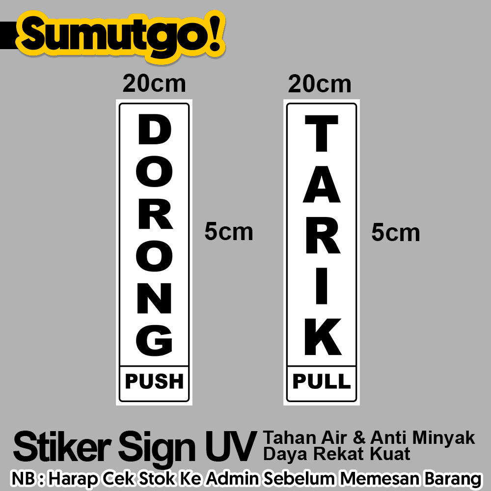 Jual Stiker Pintu Dorong & Tarik - Pull & Push uk 20 x 5 cm Per 1 Set 2 ...