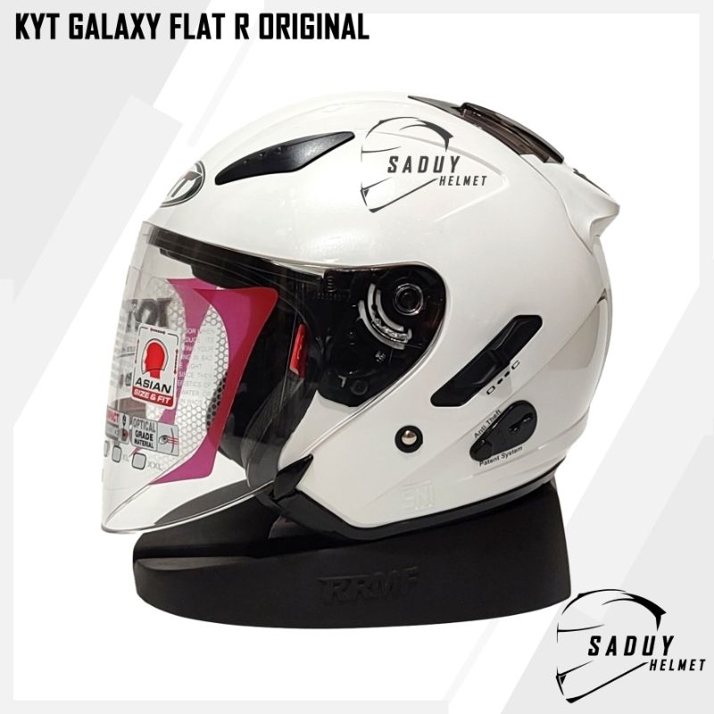 Jual KYT GALAXY FLAT R PUTIH / WHITE - HELM KYT HALF FACE DOUBLE VISOR | Shopee Indonesia
